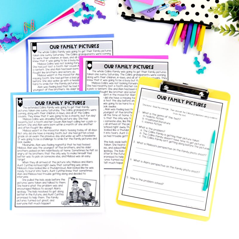 Author & Character Perspective Comprehension Passages & Questions ...